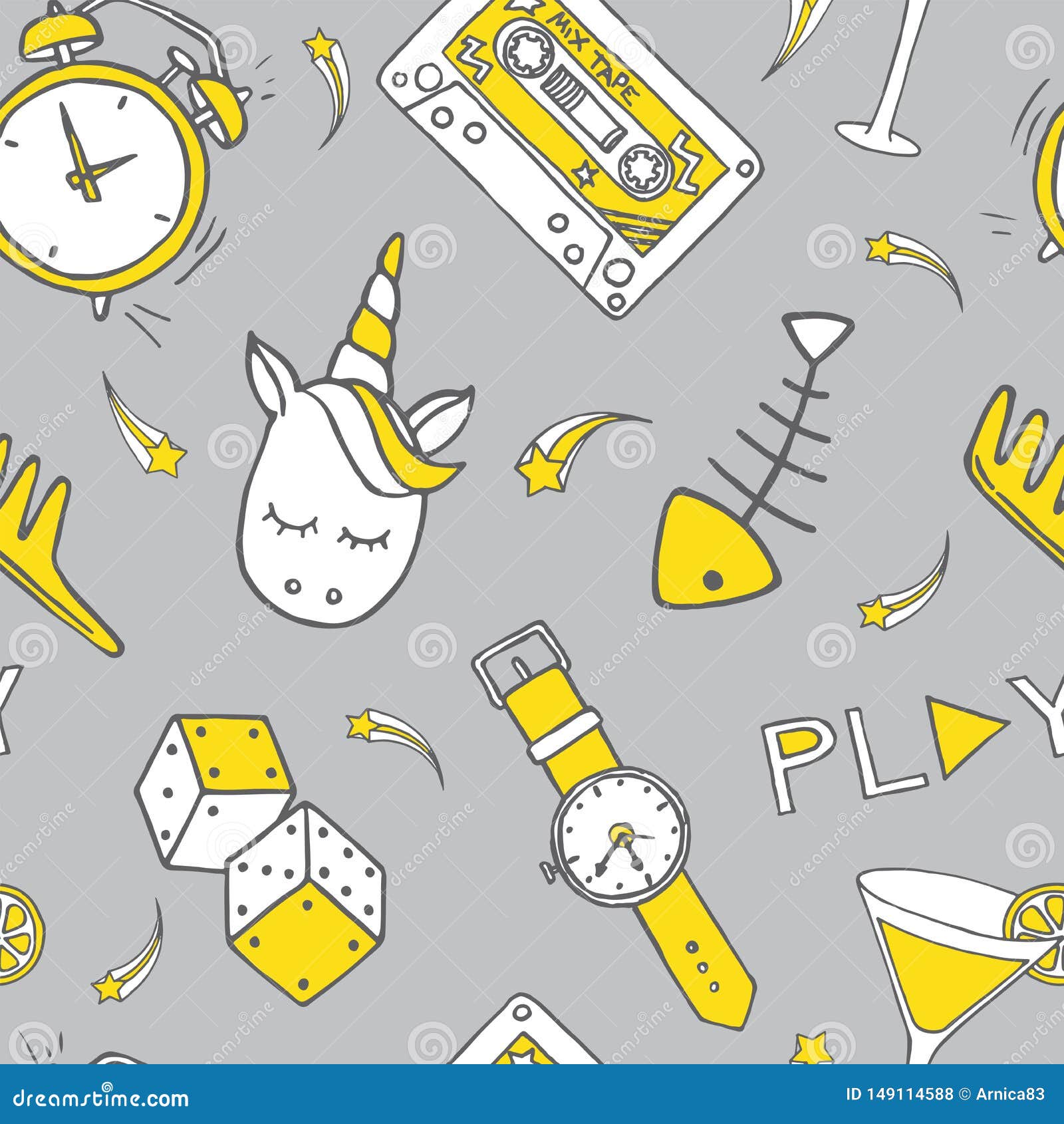 Set of Diverse Technological Items and Equipment Doodle Icons Stock ...