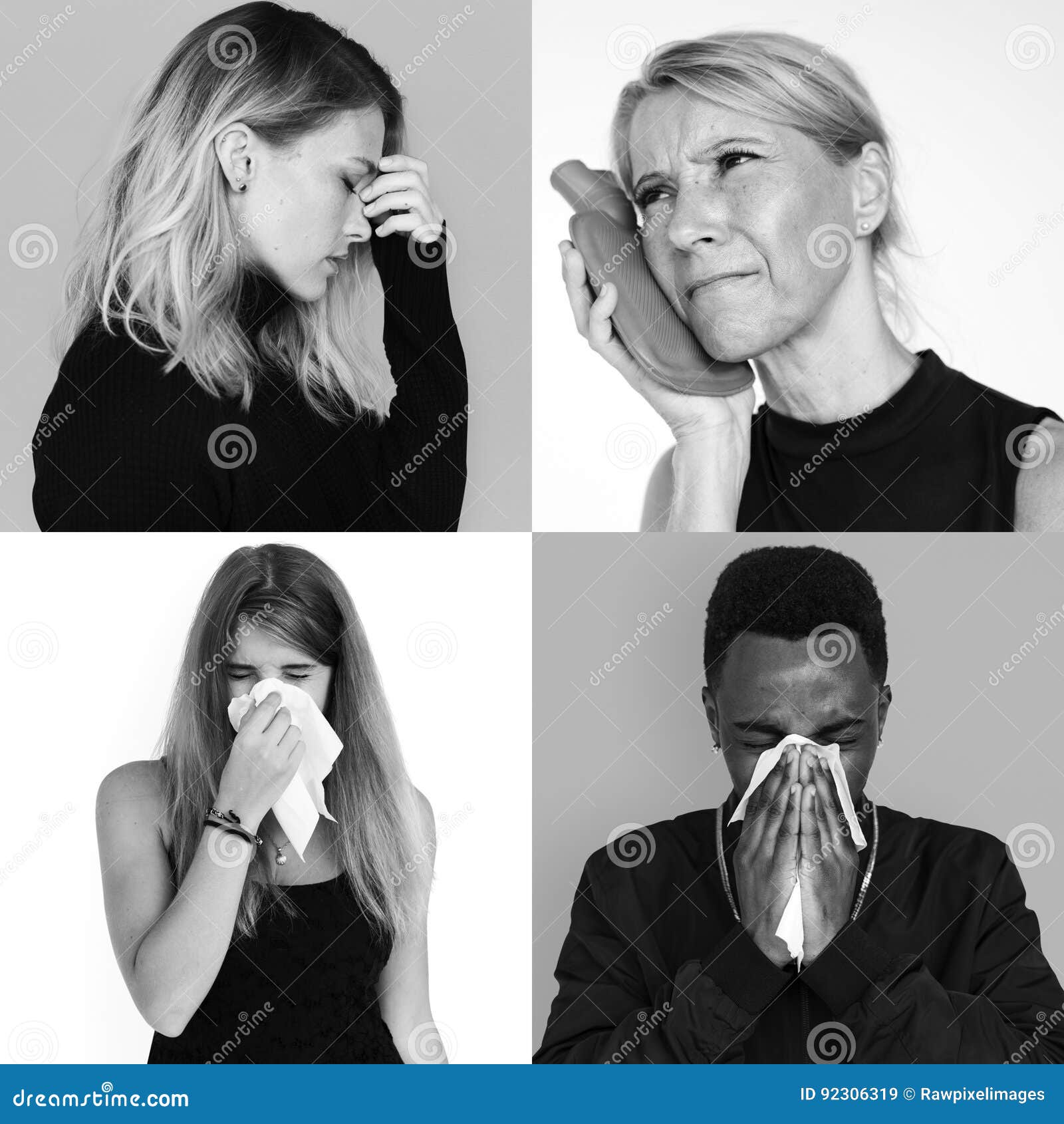 Set of Diversity People with Health Sickness Studio Collage Stock Image ...