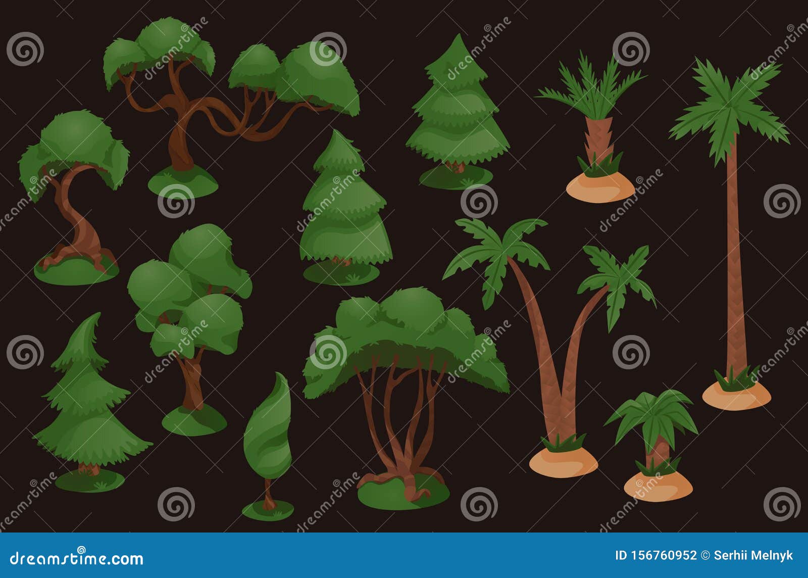 Diversity of trees set. stock vector. Illustration of ecology - 156760952