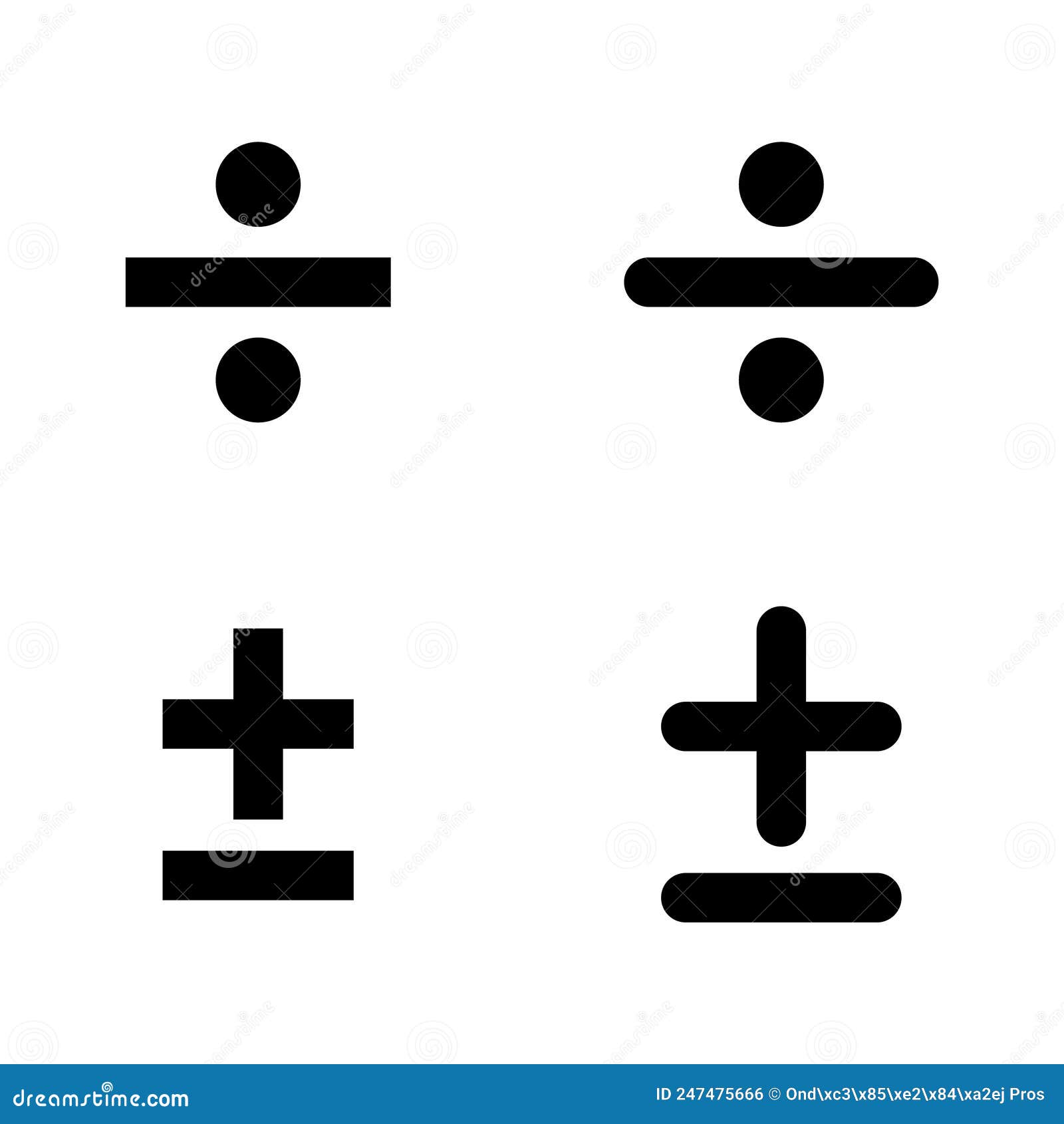 Set of Divide Plus and Minus Mathematics Symbol, Education Maths Icon ...