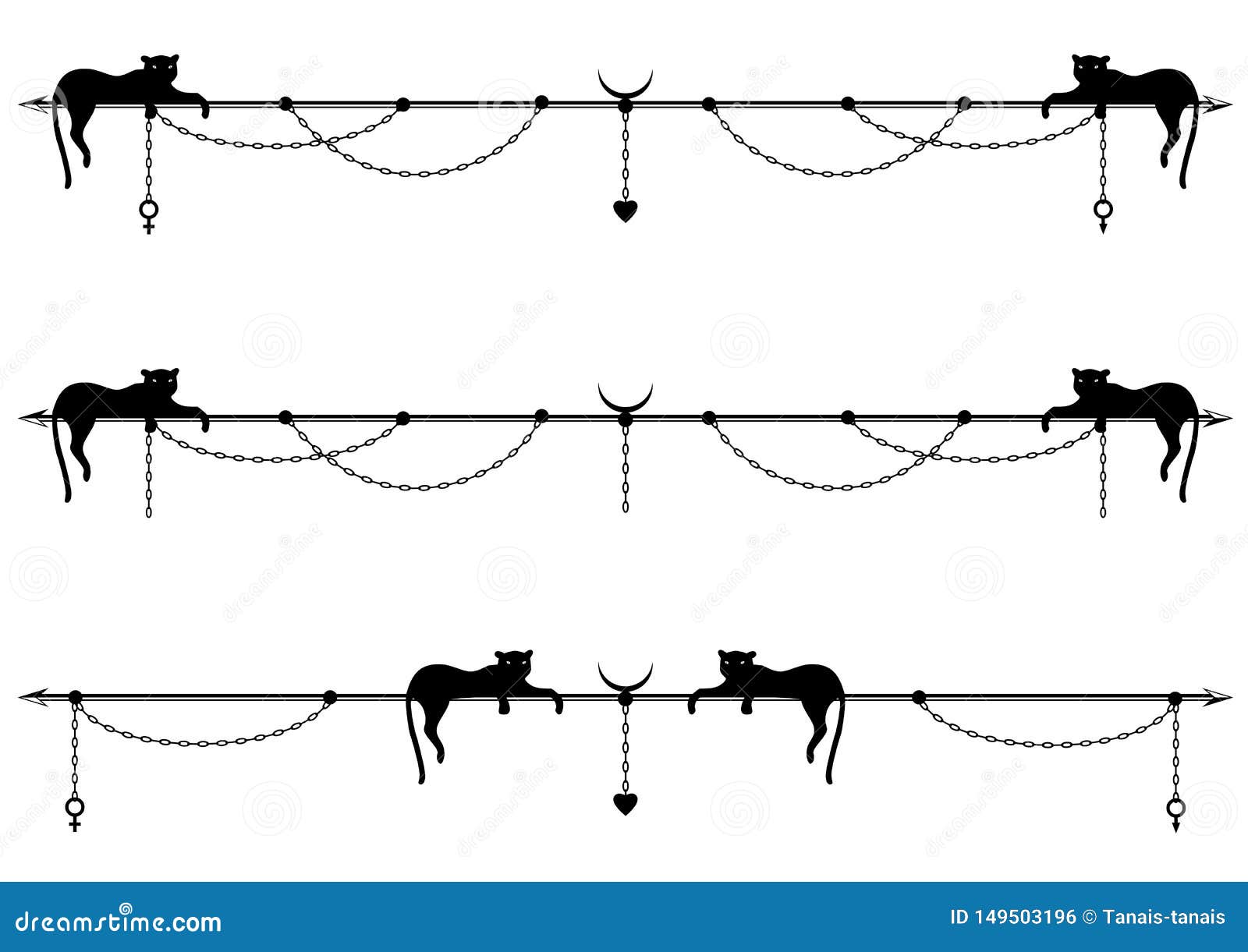 Set of divider with cat stock vector. Illustration of love - 149503196