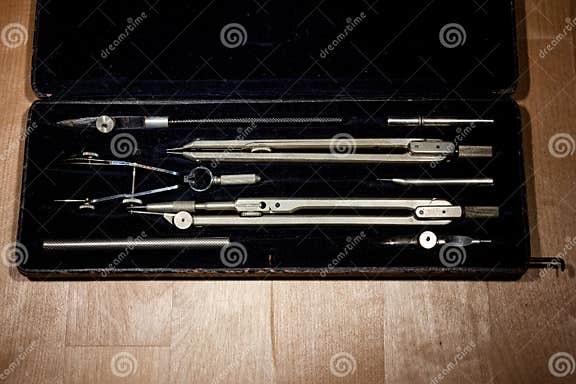Set of Divider, Compass Inside a Box Stock Photo - Image of geometry ...