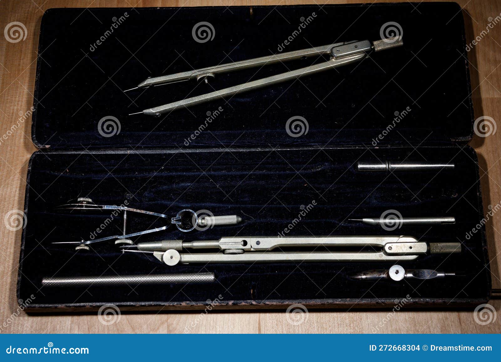 Set of Divider, Compass Inside a Box Stock Photo - Image of concept ...