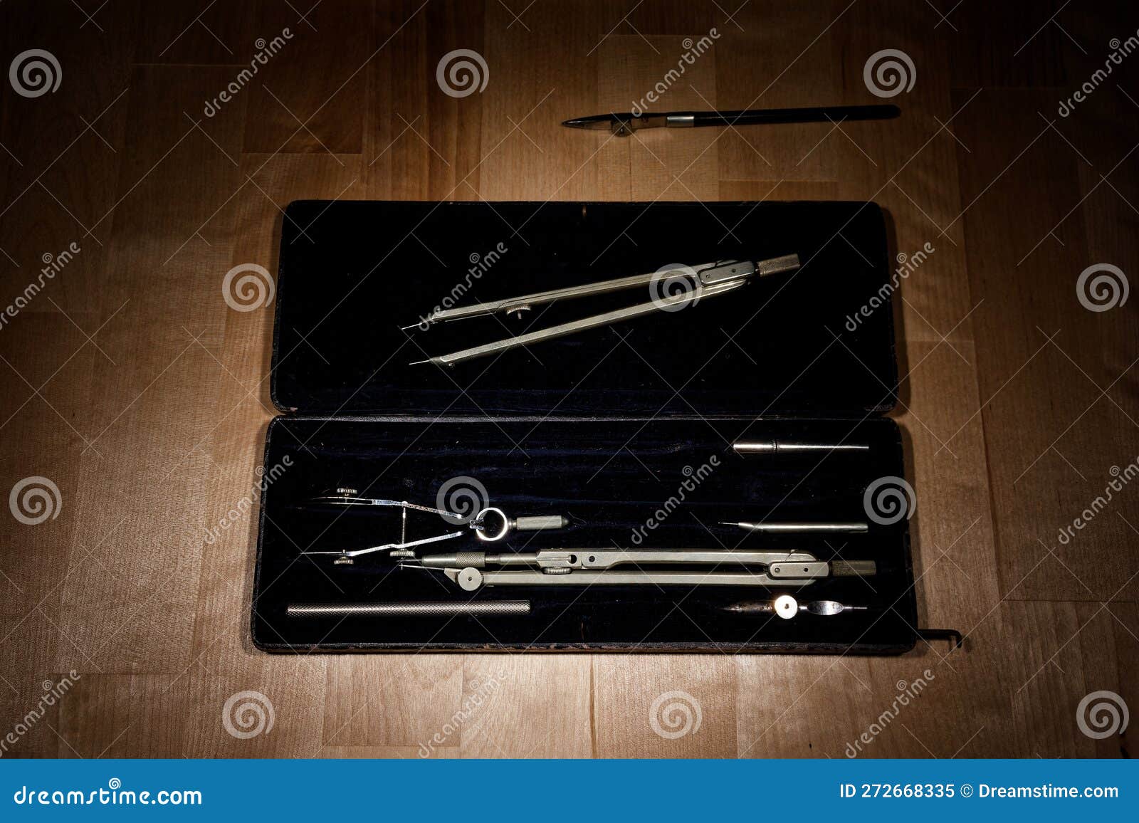 Set of Divider, Compass Inside a Box Stock Image - Image of drawing ...