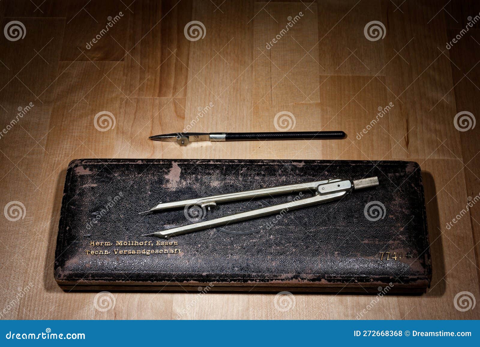 Set of Divider, Compass Inside a Box Stock Photo - Image of ...