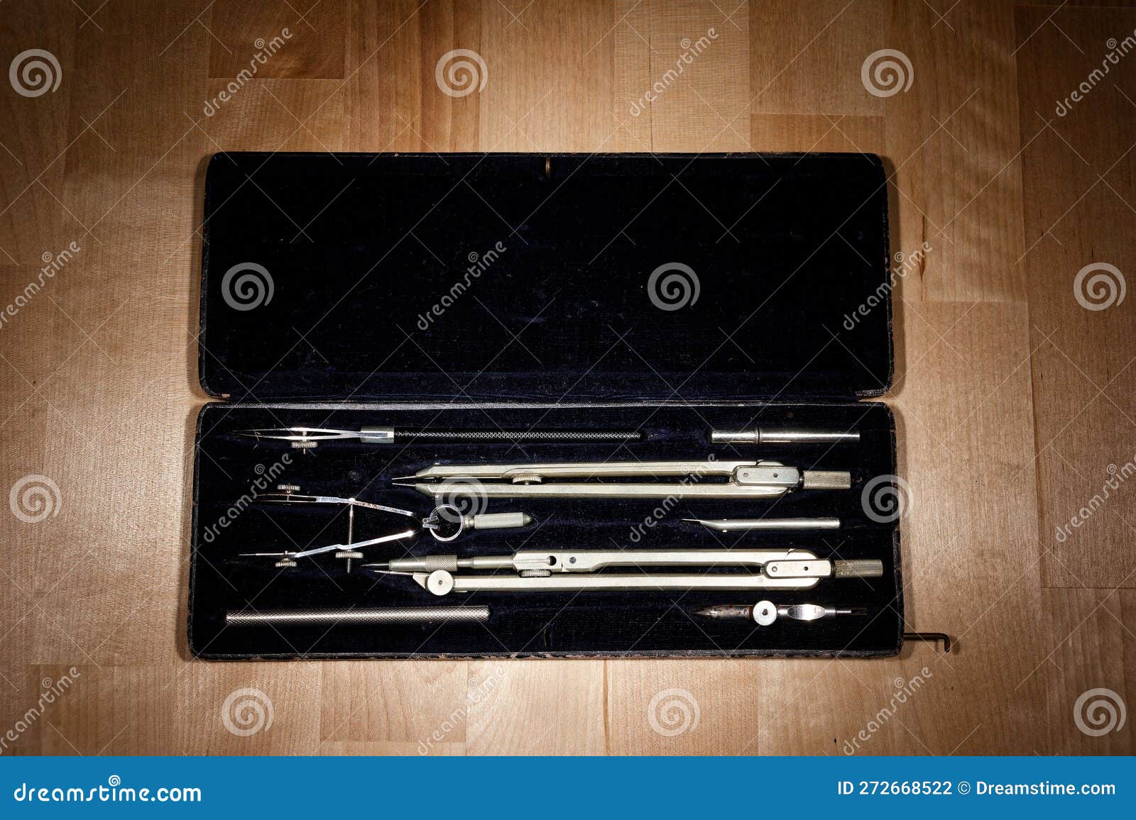 Set of Divider, Compass Inside a Box Stock Photo - Image of document ...