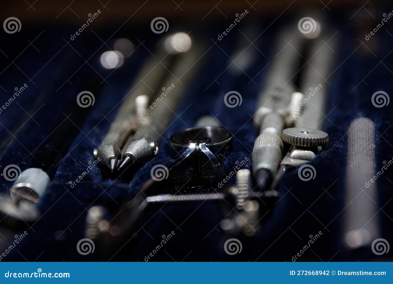 Set of Divider, Compass Inside a Box Stock Photo - Image of table ...