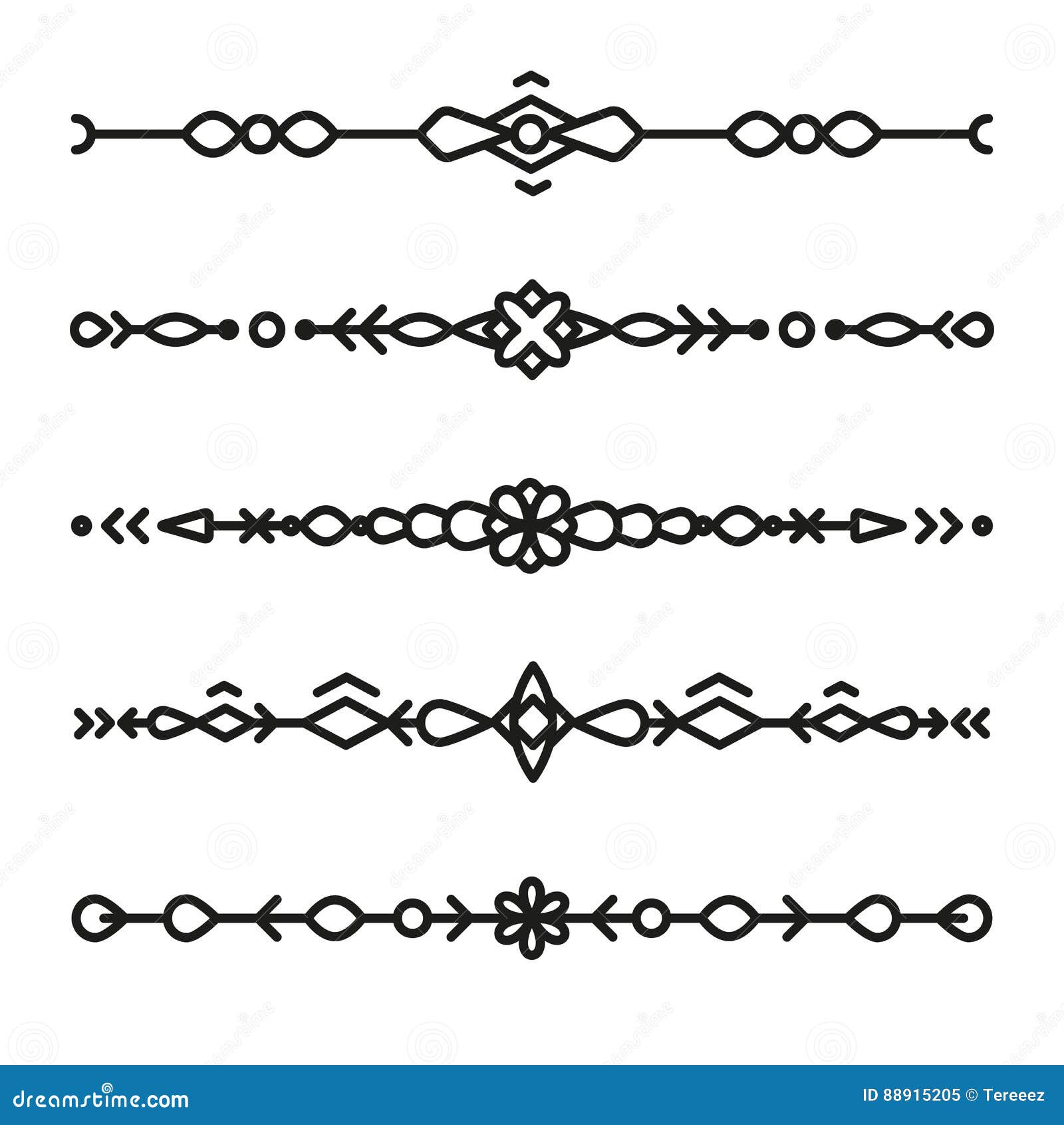 Set of Divider Ornaments Ethnic Separator Style Vector Isolated Stock ...