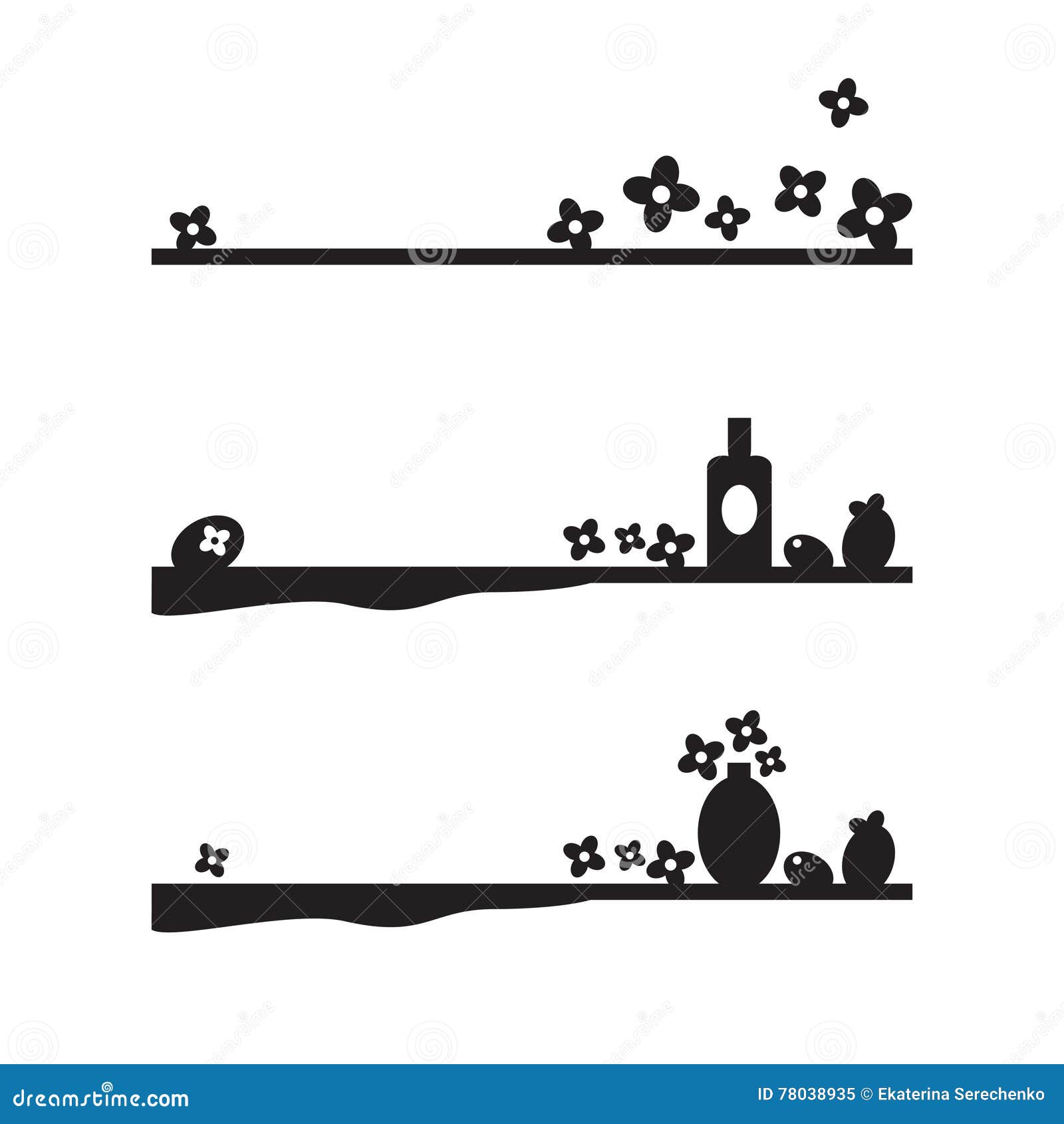 Set of Dividers with Flowers and Still Life Stock Vector - Illustration ...