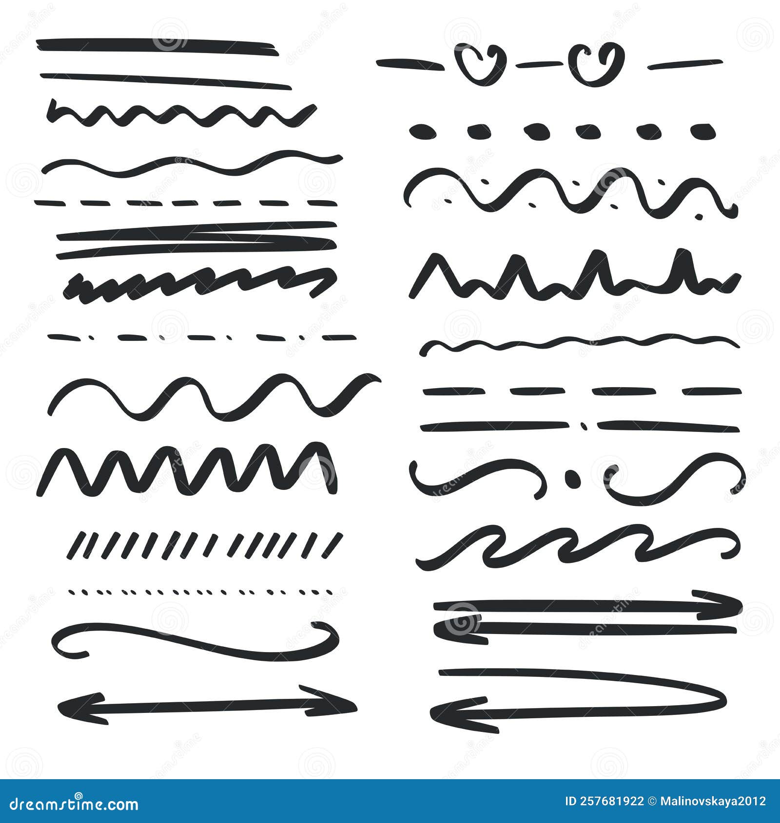 Set Dividers and Lines for Text Stock Vector - Illustration of drawn ...