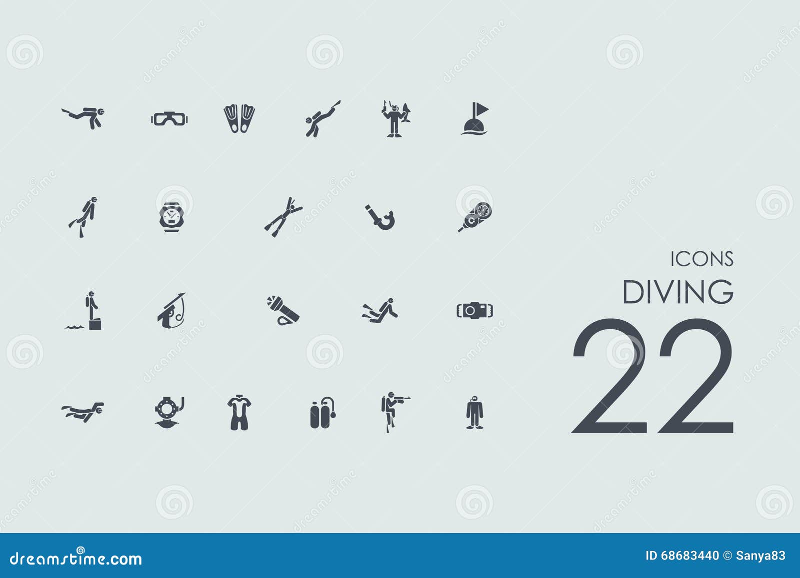 Set of diving icons stock vector. Illustration of coral - 68683440