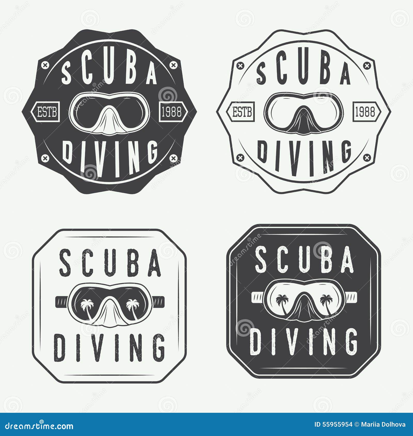 Set of Diving Logos, Labels and Slogans in Vintage Style. Stock Vector ...