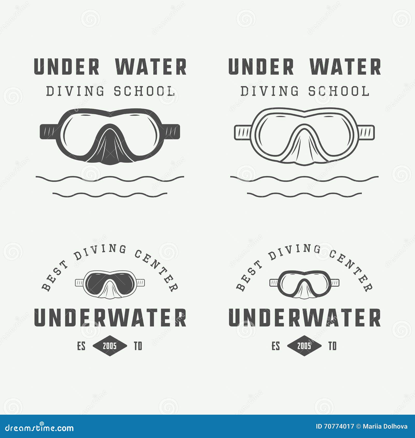 Set of Diving Logos, Labels and Slogans in Vintage Style. Stock Vector ...