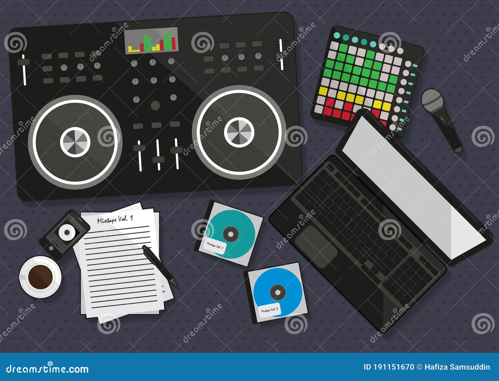 Set of Dj Musical Equipment. Vector Illustration Decorative Design ...