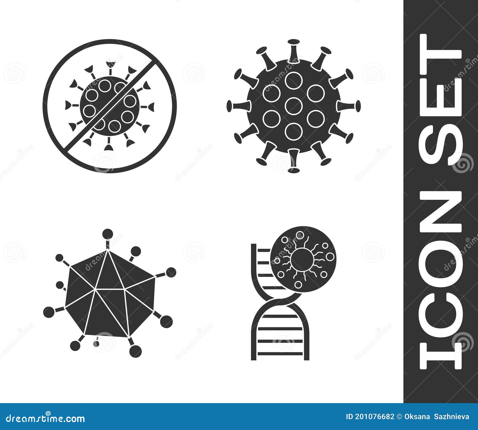 Set DNA Symbol and Virus, Stop Virus, Virus and Virus Icon Stock Vector ...