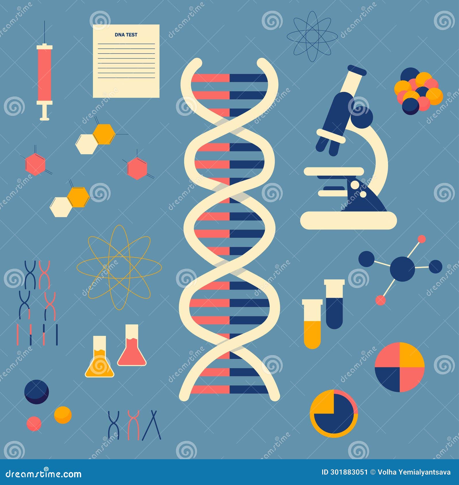 Set of DNA Symbols for Science and Medicine. Vector Illustration ...