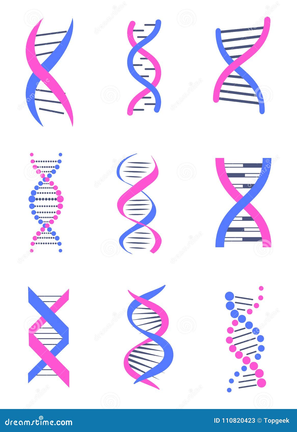 Set of DNA Thread Like Chains Colorful Banner Stock Vector ...