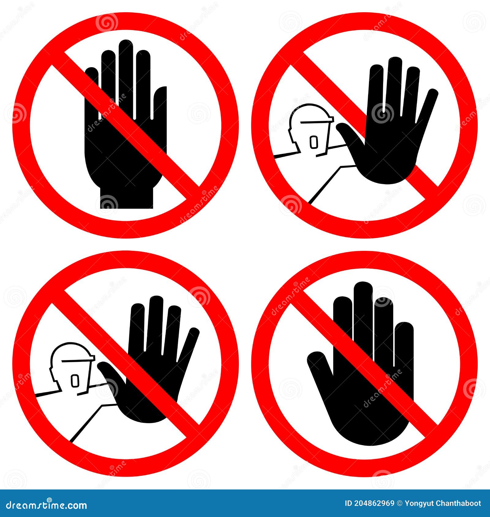 Set of Do Not Touch, No Access Symbol Sign, Vector Illustration ...