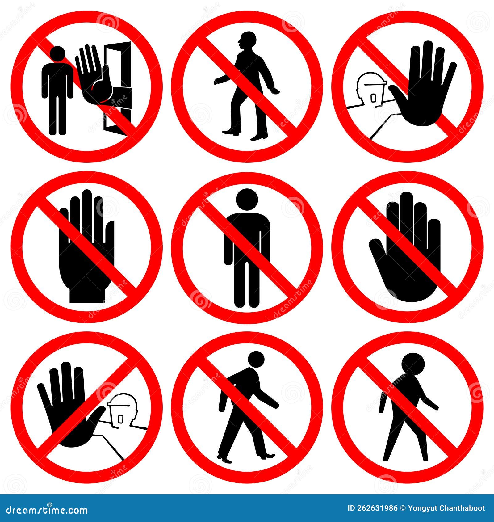 Set of Do Not Touch, No Access Symbol Sign, Vector Illustration ...
