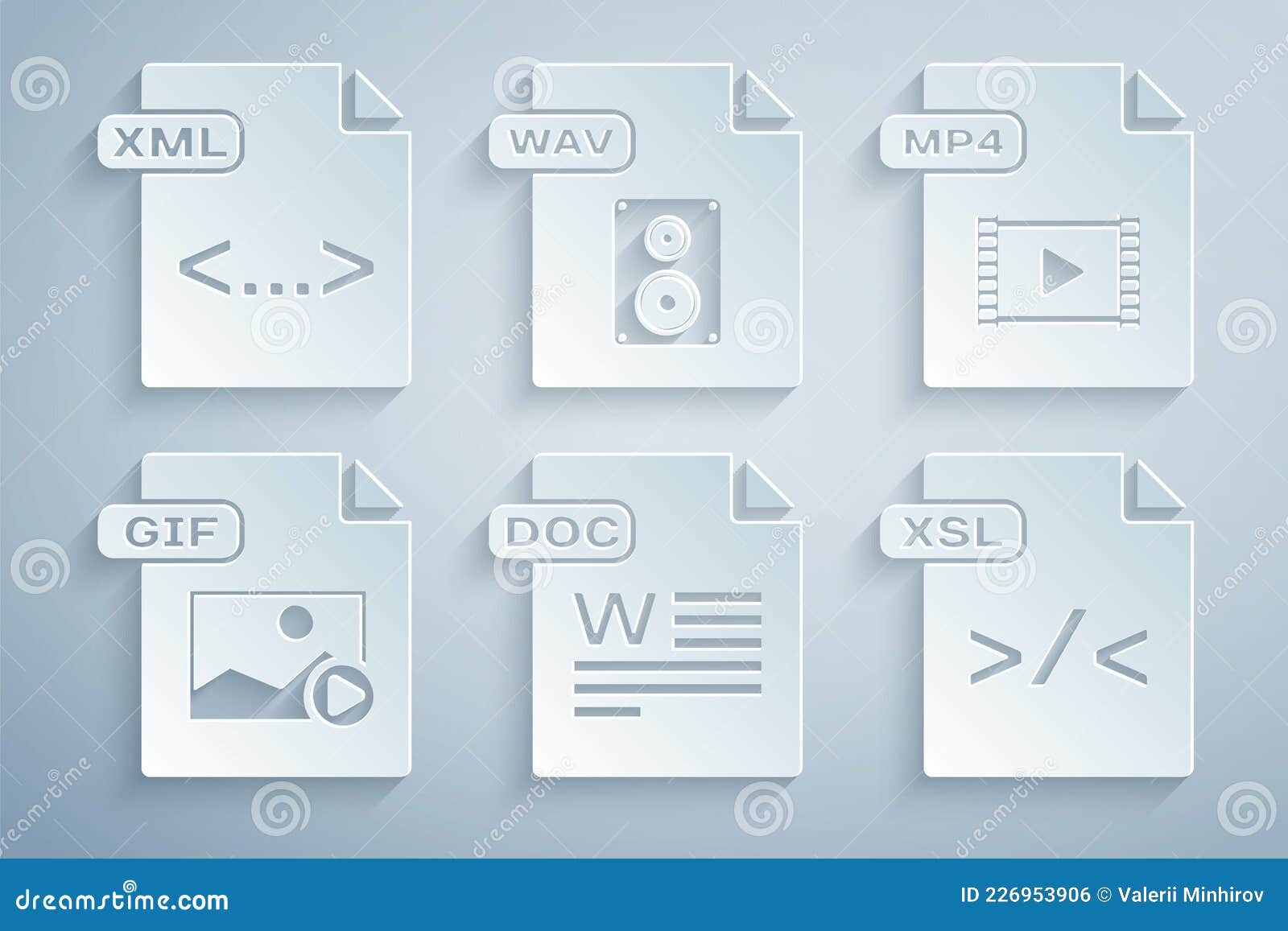 Set Doc File Document Mp4 Gif Xsl Wav Y Icono Xml. Vector Ilustración ... Set Doc File Document Mp4 Gif Xsl Wav Y Icono Xml. Vector Ilustración ...