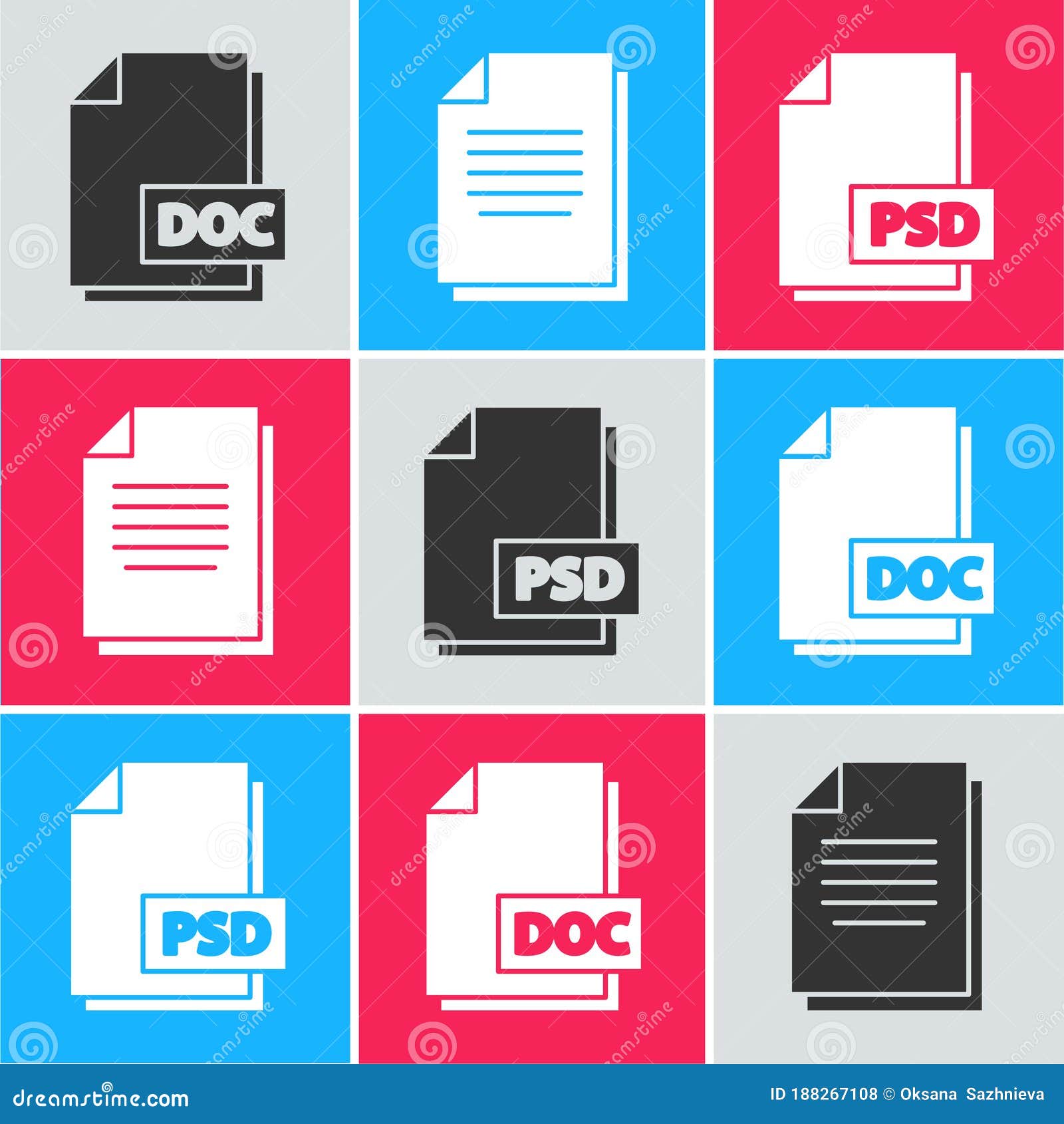 Set DOC File Document, Document and PSD File Document Icon. Vector ... Set DOC File Document, Document and PSD File Document Icon. Vector ...