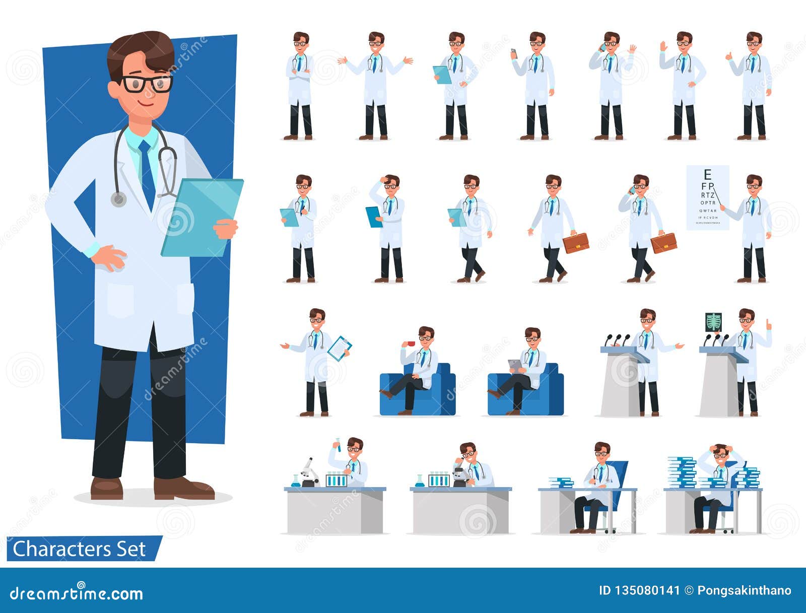 Set of Doctor Character Design. No2 Stock Vector - Illustration of ...