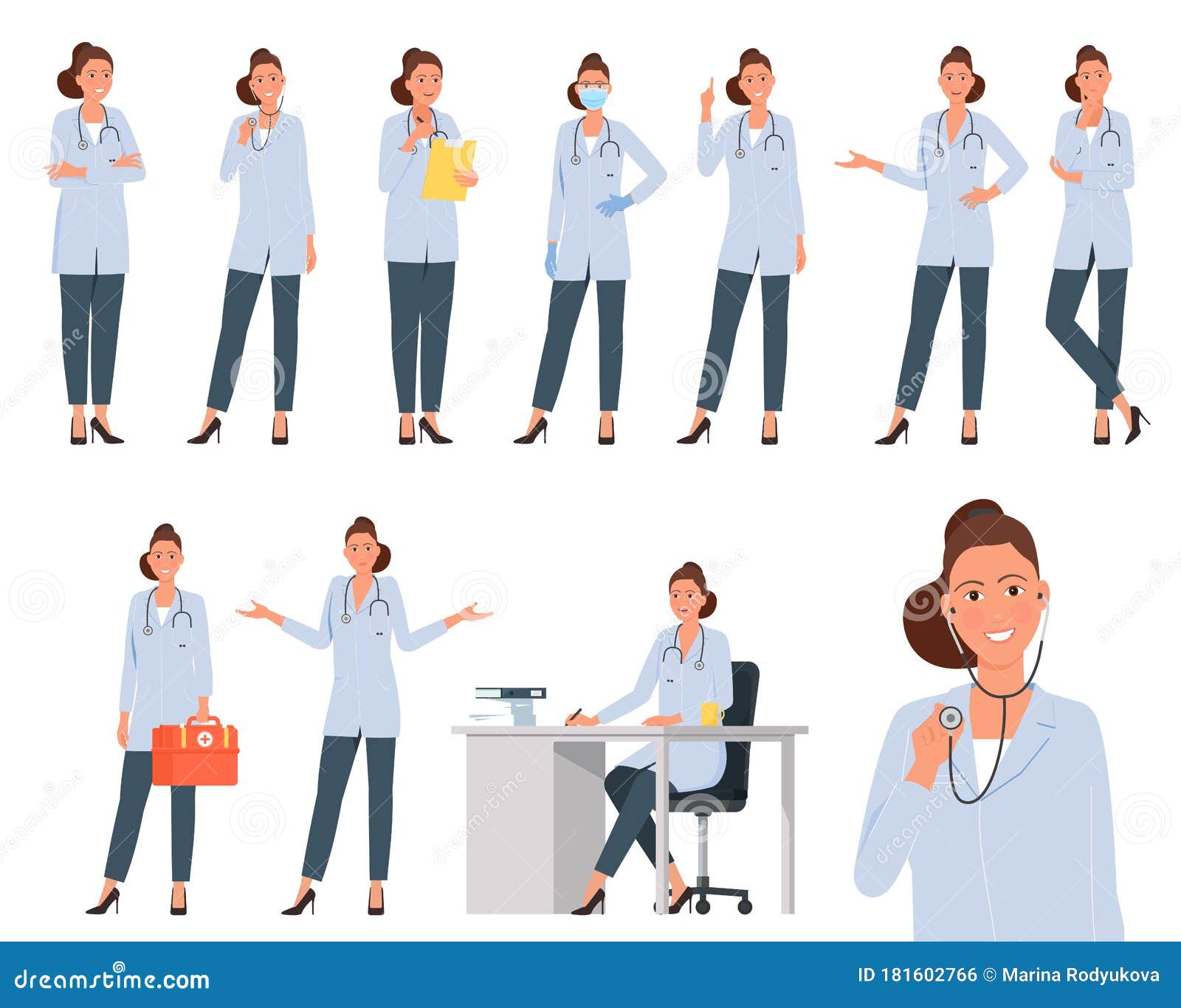 Set of Doctor Character Design. Stock Vector - Illustration of gloves ...