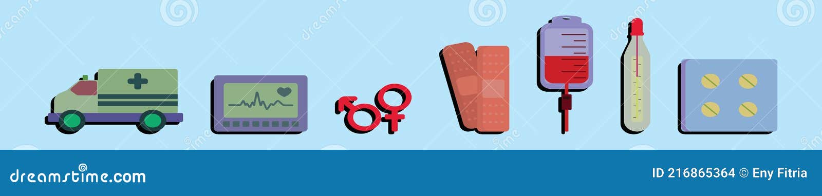 Set of Doctor Element Cartoon Icon Design Template with Various Models ...