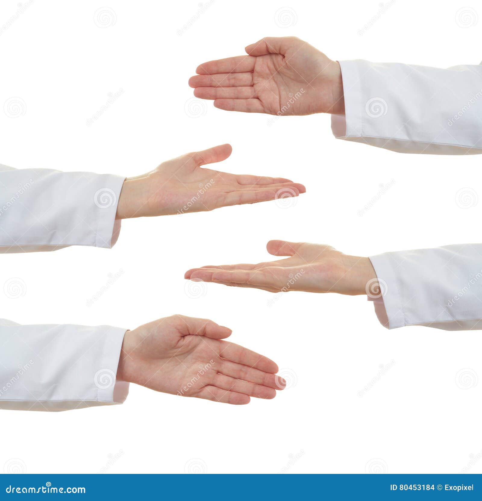 Set of Doctor Female Hand Over White Isolated Background Stock Photo ...