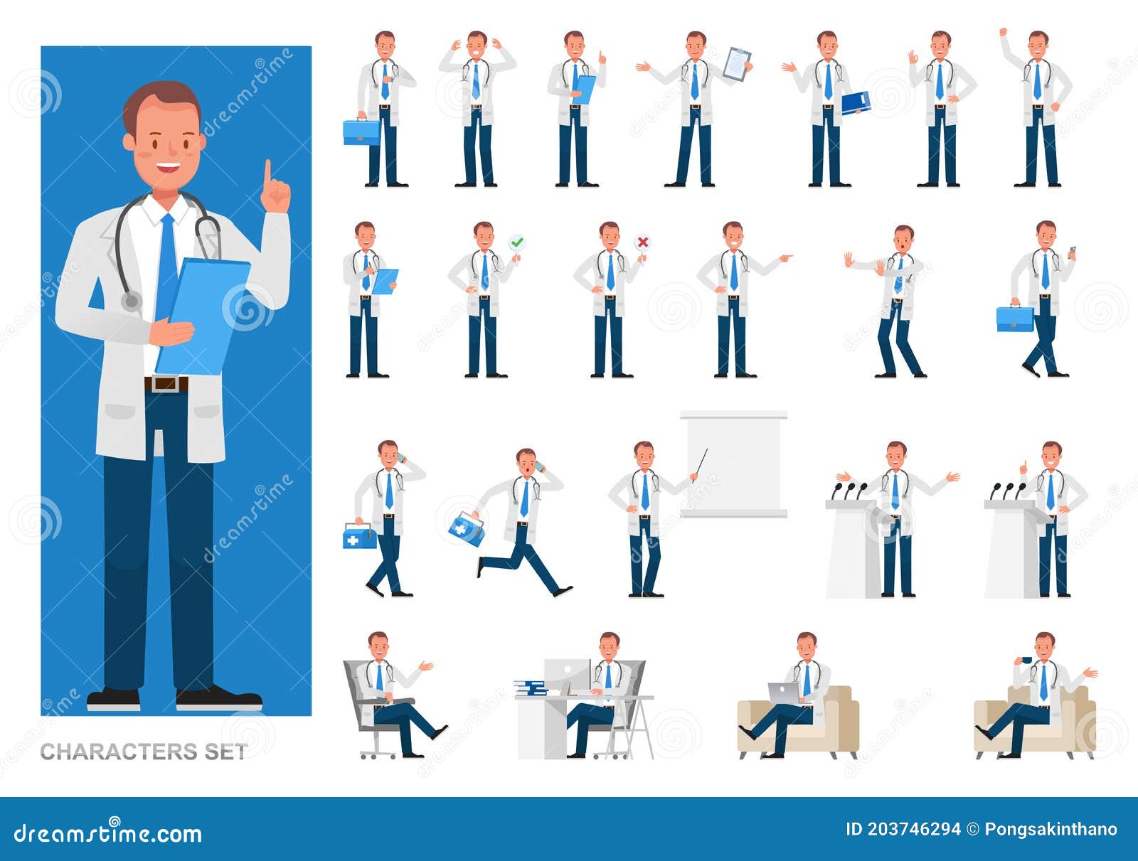 Set of Doctor Working Character Vector Design. Presentation in Various ...