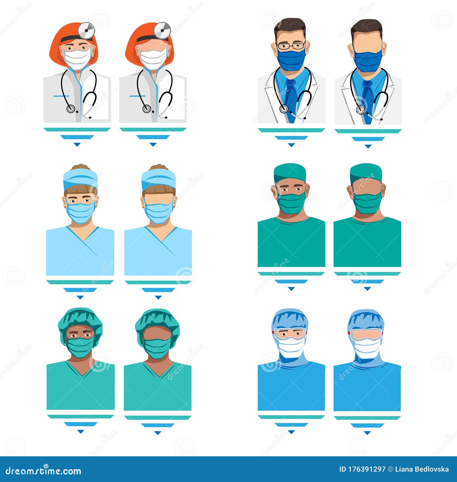 Set of Characters of Doctors in Medical Masks Stock Vector ...
