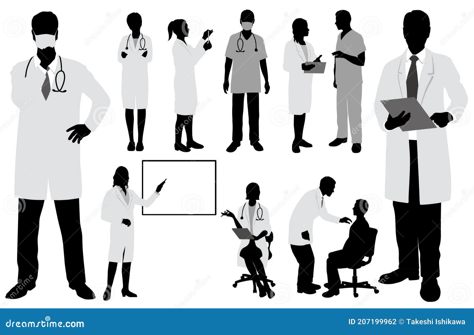 Set of Doctors and Nurses. Vector Silhouette Illustration Stock Vector ...
