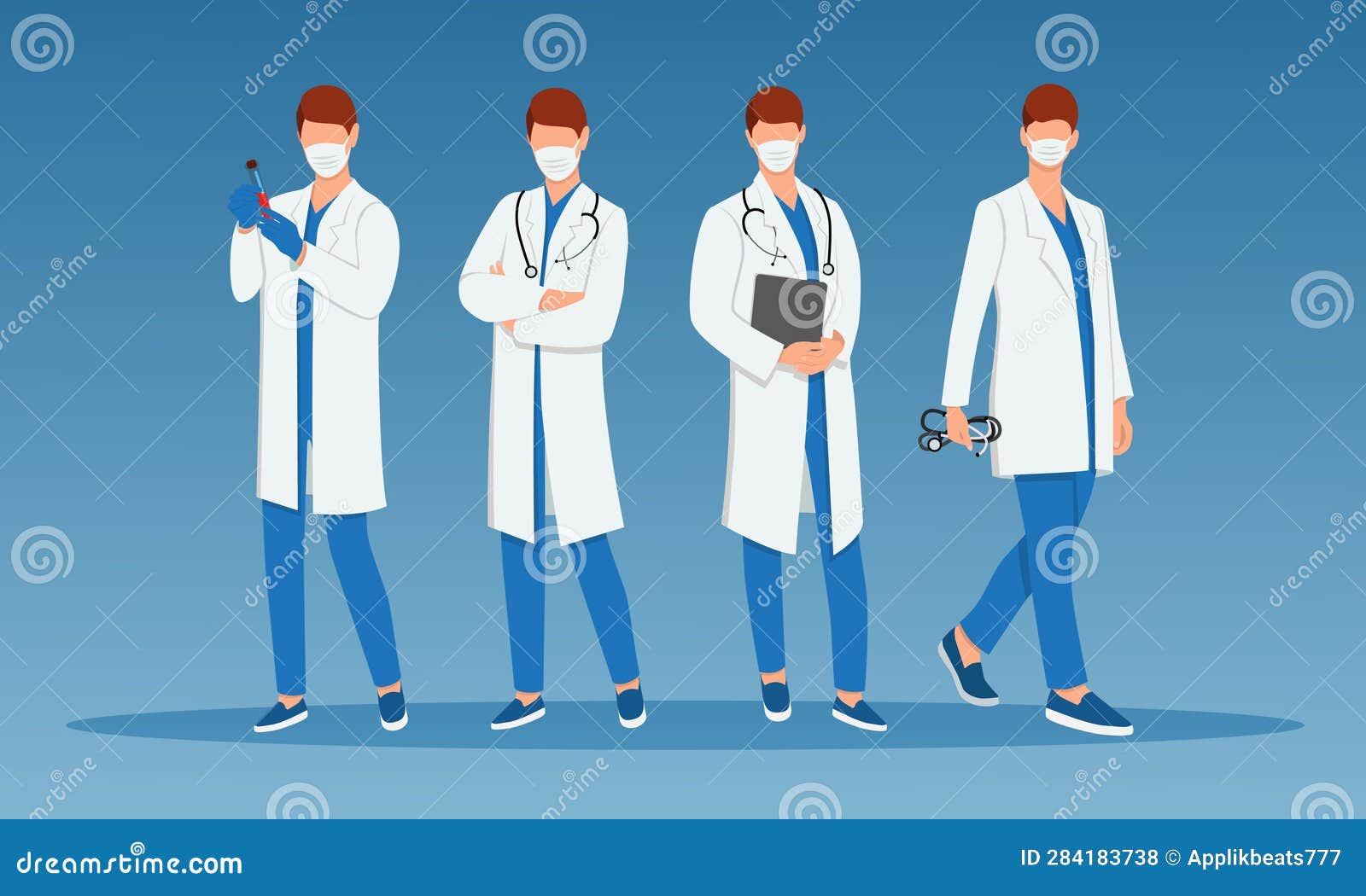 Set of Doctors with Various Poses Stock Vector - Illustration of ...