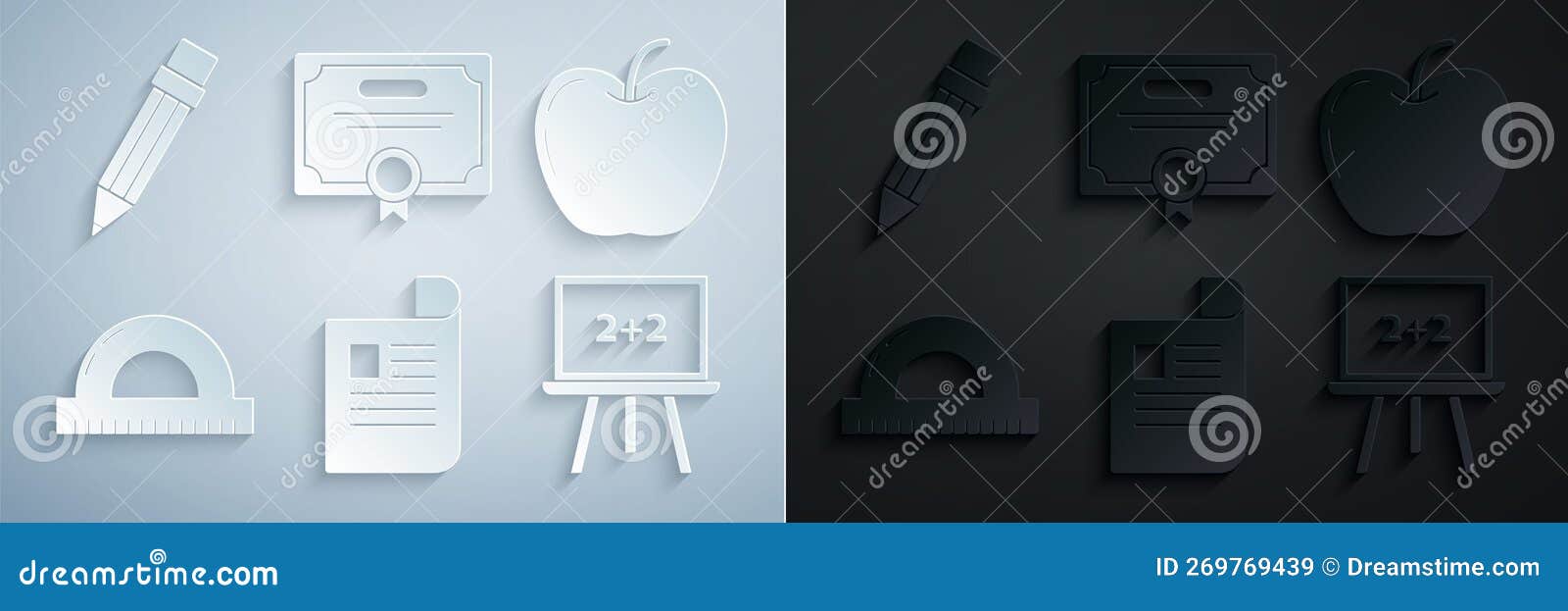 Set Document, Apple, Protractor Grid for Measuring Degrees, Chalkboard ...