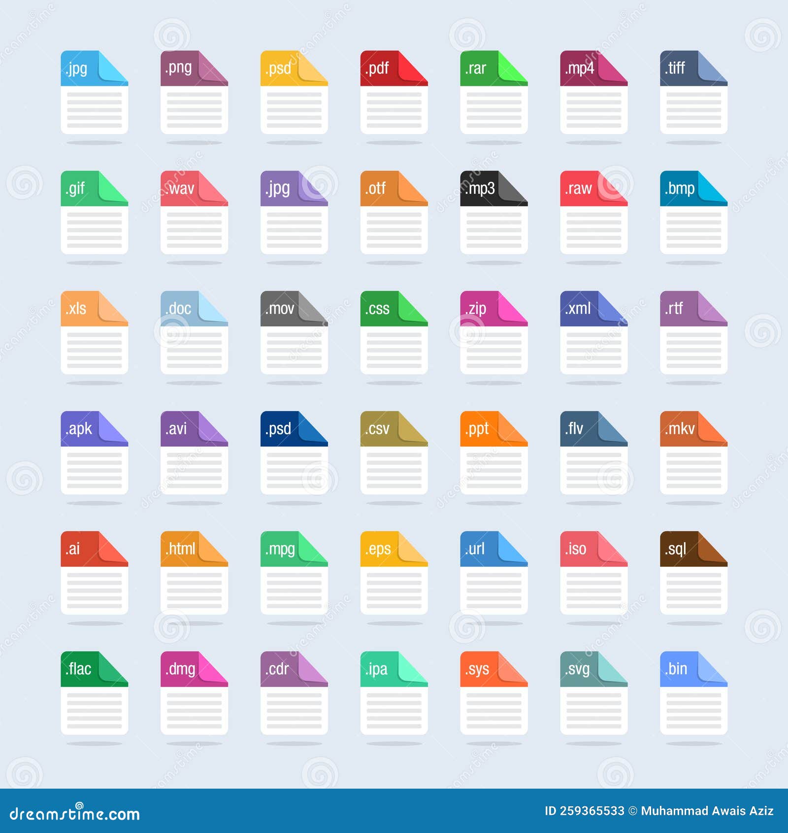 Set of Document File Formats and Labels Icons. File Type Icons Stock ...