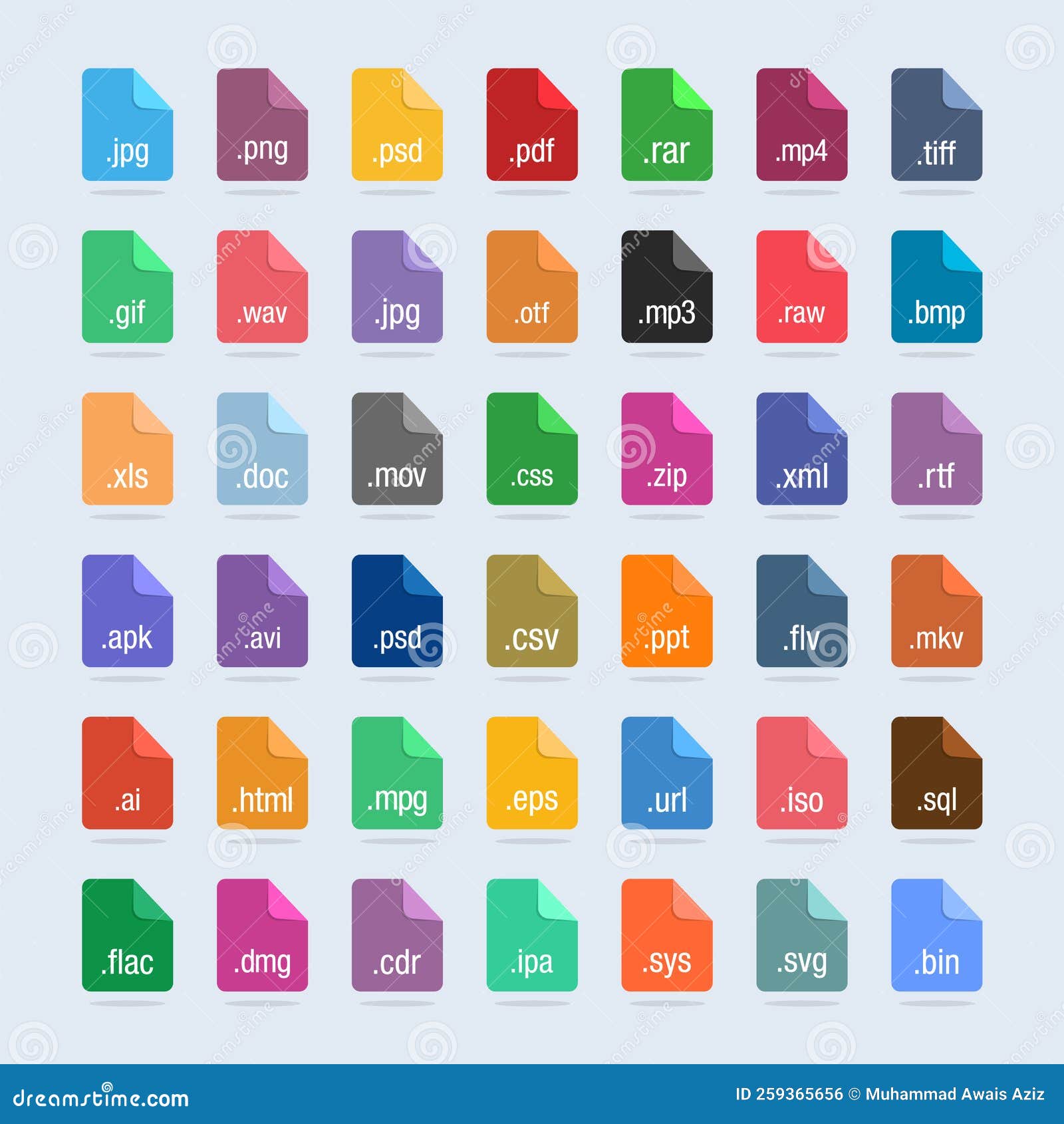 Set of Document File Formats and Labels Icons. File Type Icons Stock ...