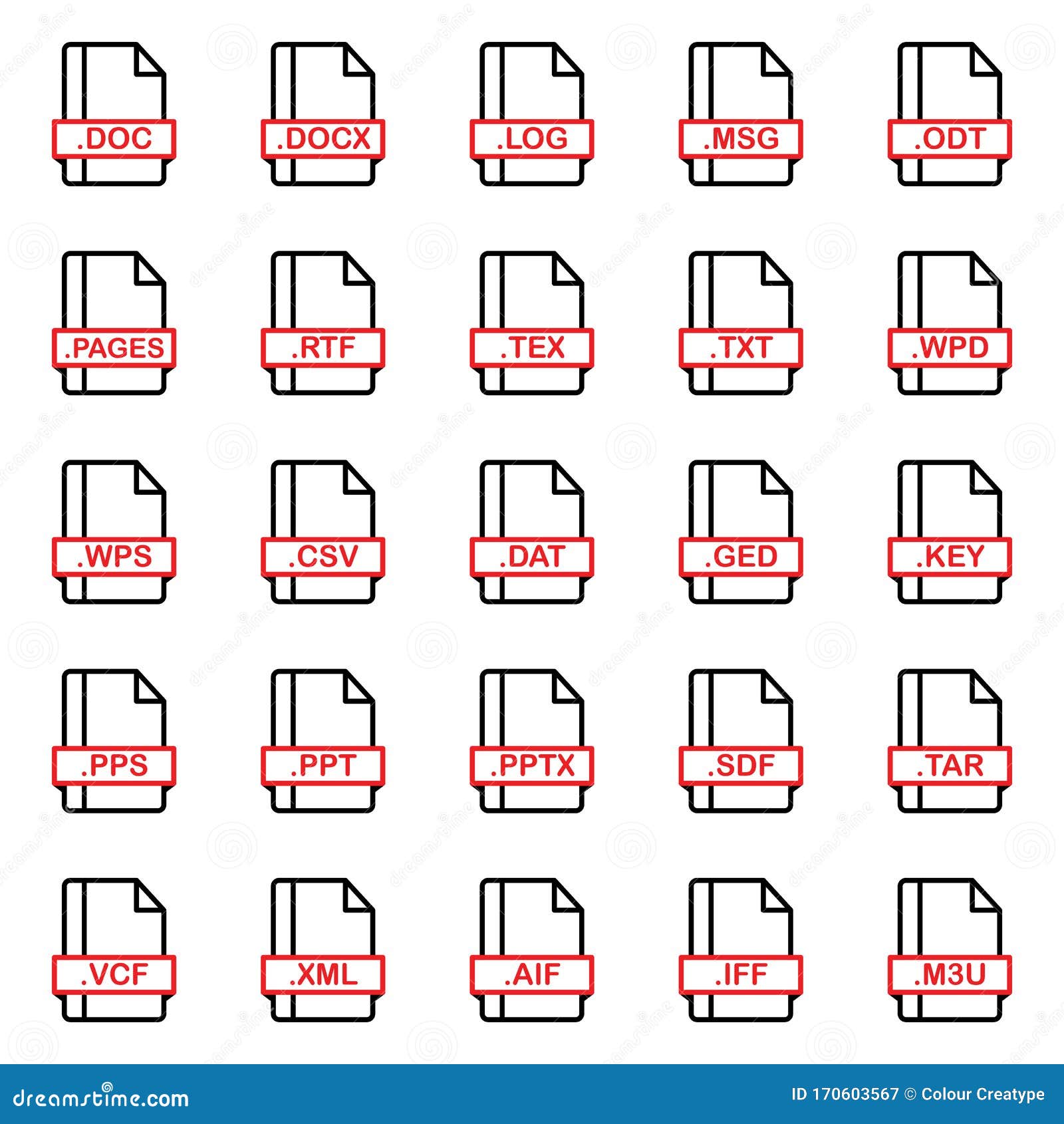 Set of Document File Formats and Labels Icons. Vector Illustration ... Set of Document File Formats and Labels Icons. Vector Illustration ...