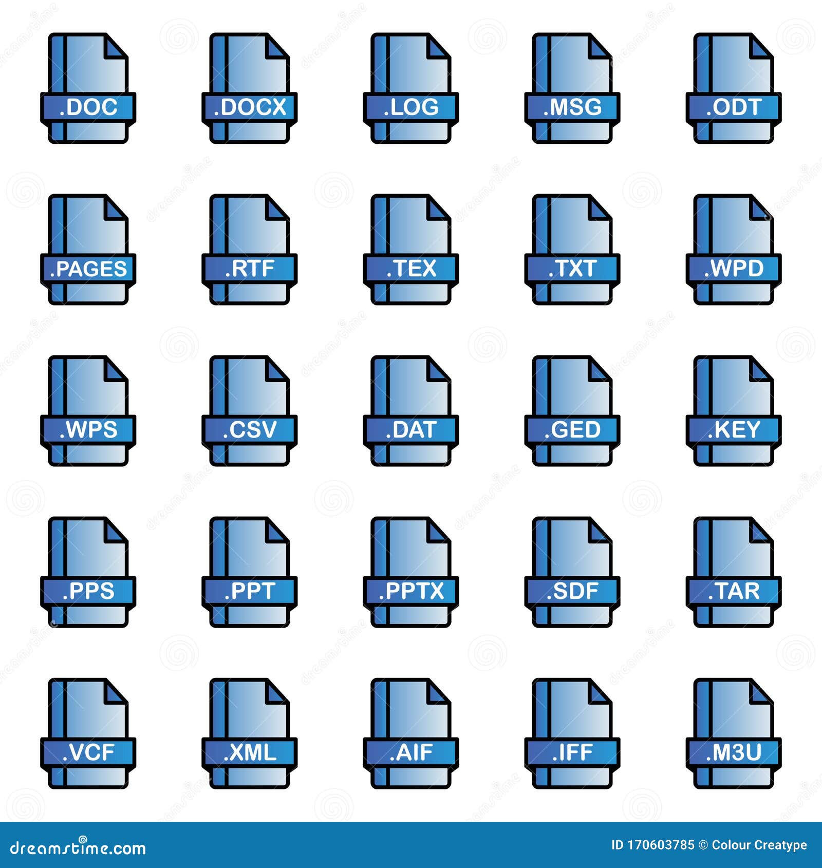 Set of Document File Formats and Labels Icons. Vector Illustration ...