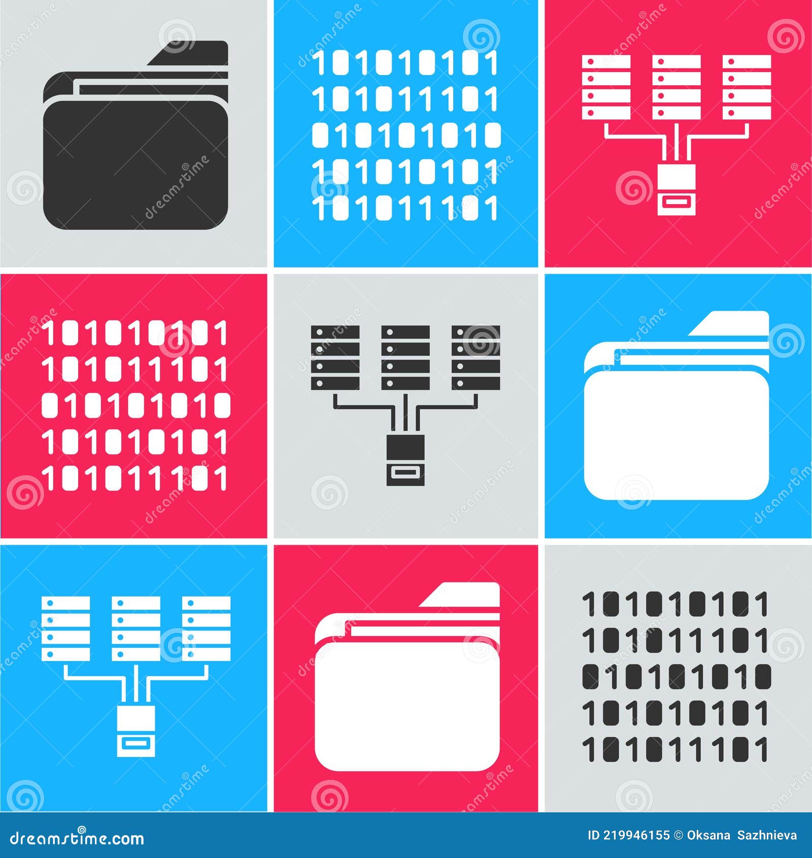 Set Document Folder, Binary Code and Server, Data, Web Hosting Icon ... Set Document Folder, Binary Code and Server, Data, Web Hosting Icon ...