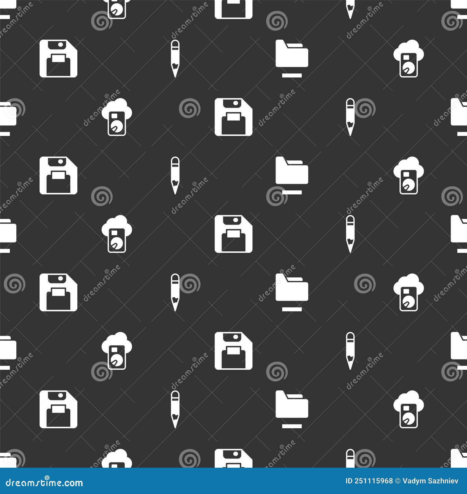 Set Document Folder, Cloud Database, Floppy Disk and Pencil on Seamless ... Set Document Folder, Cloud Database, Floppy Disk and Pencil on Seamless ...