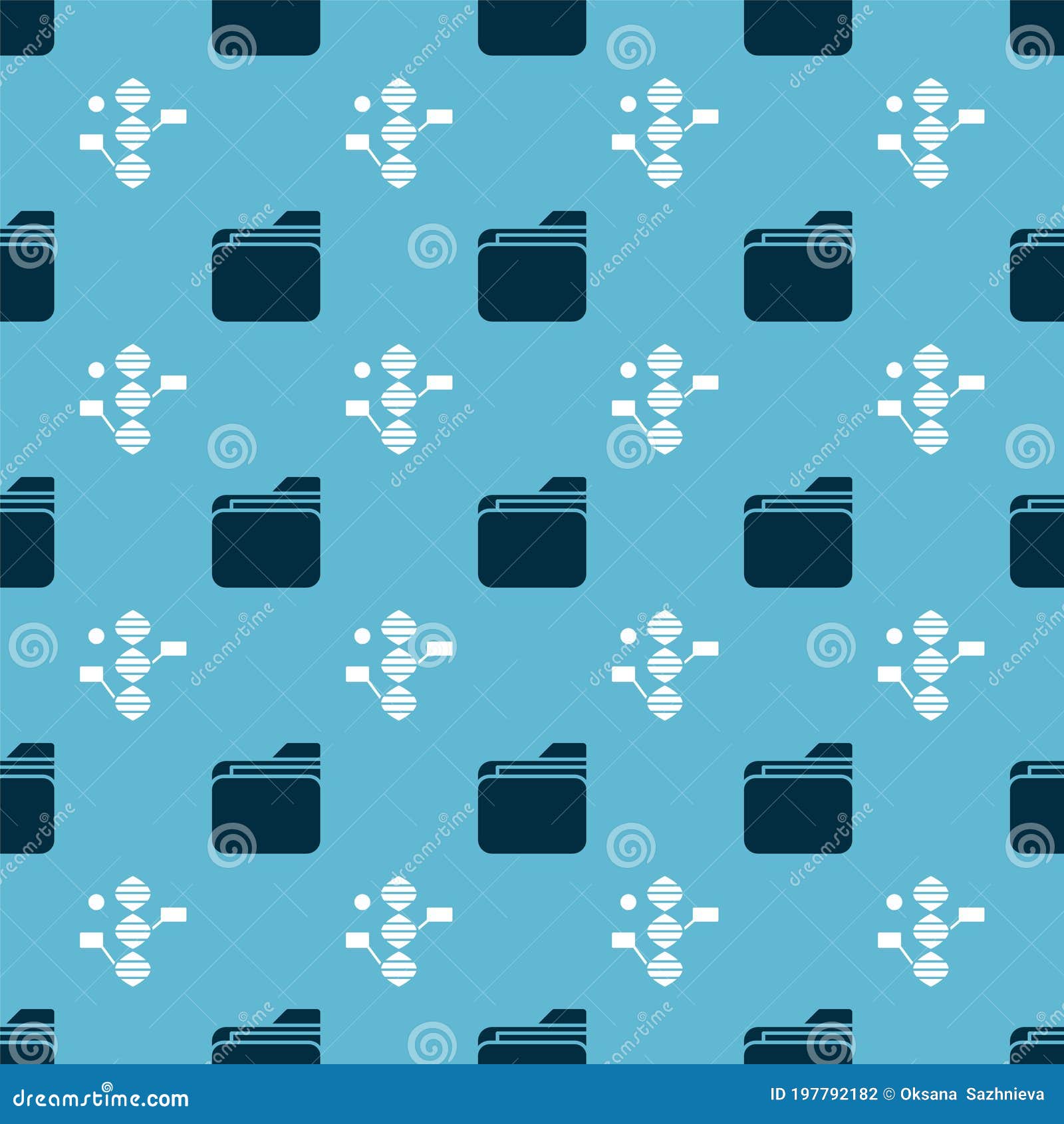 Set Document Folder and DNA Symbol on Seamless Pattern. Vector Stock ...