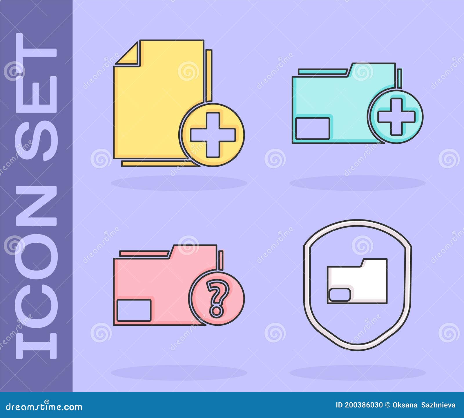 Set Document Folder Protection, Add New File, Unknown Document Folder and Add New Folder Icon ...