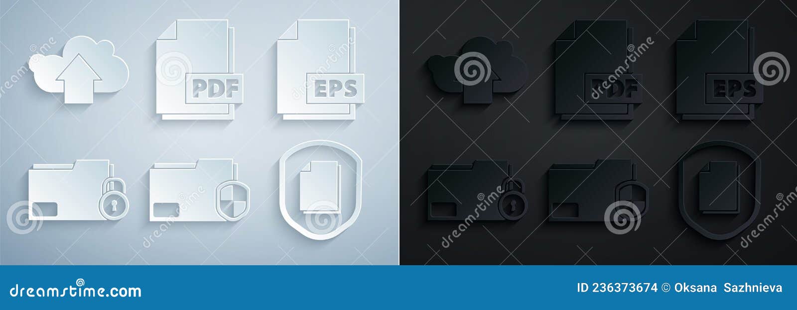 Set Document Folder Protection, EPS File Document, Folder and Lock, Concept, PDF and Cloud ...