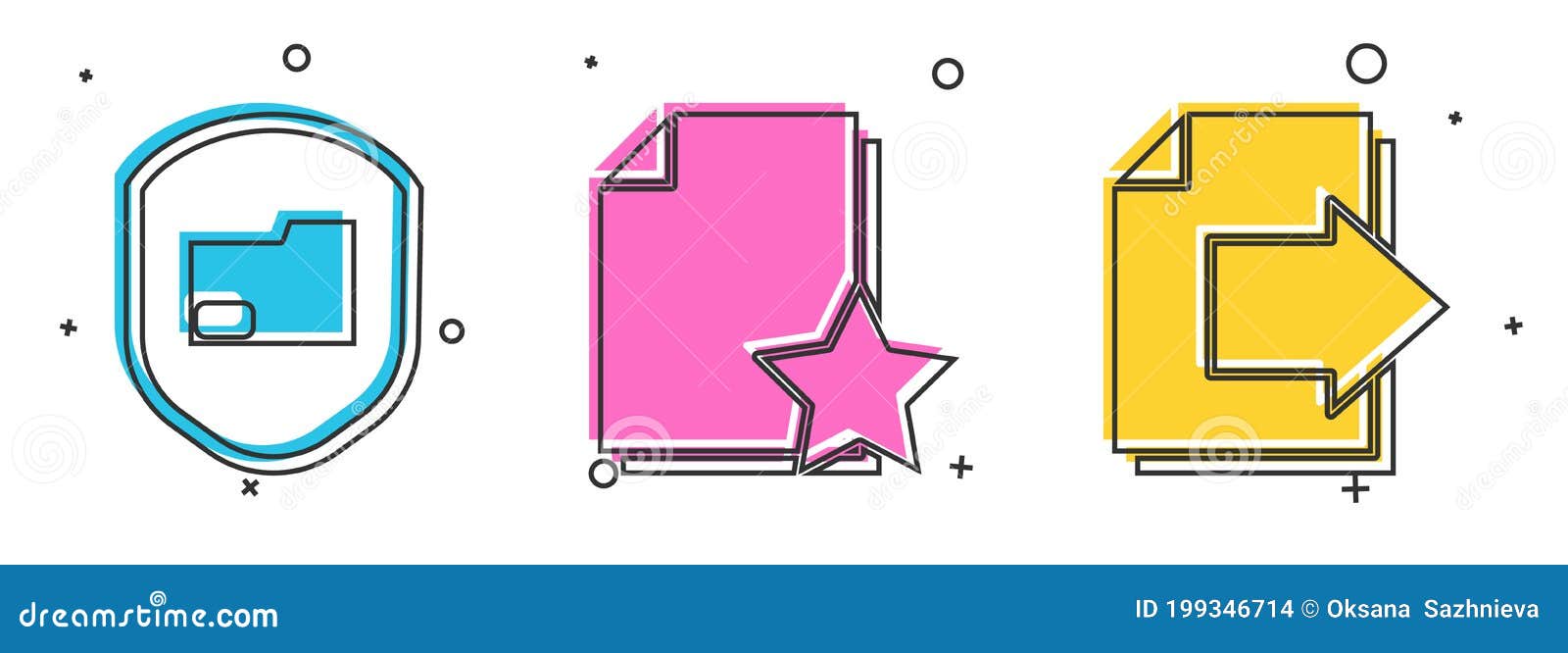 Set Document Folder Protection, Document with Star and Next Page Arrow ... Set Document Folder Protection, Document with Star and Next Page Arrow ...