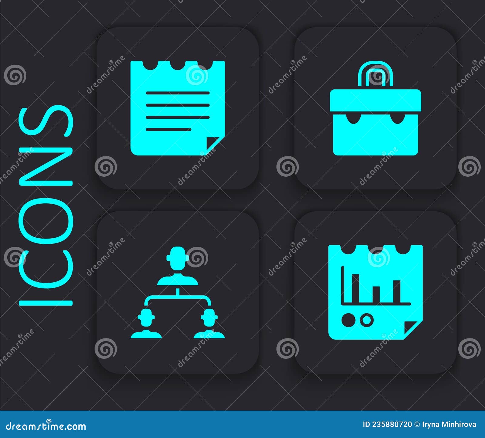 Set Document with Graph Chart, Notebook, Briefcase and Employee ...