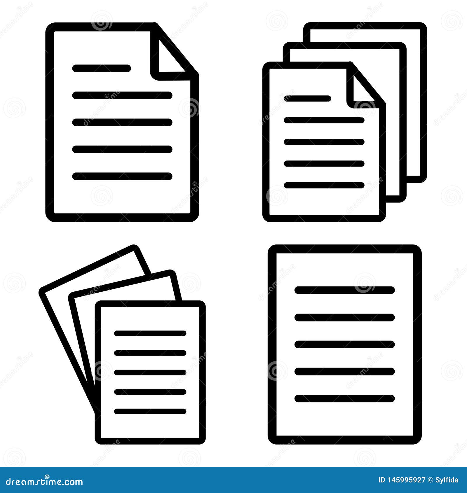 Set of Document Icons. Vector Stock Illustration - Illustration of flat ...
