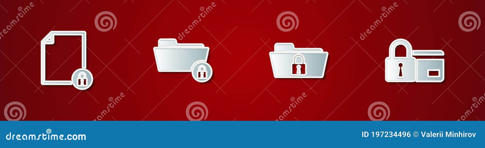 Set Document and Lock, Folder, and Credit Card with Icon. Vector Stock ... Set Document and Lock, Folder, and Credit Card with Icon. Vector Stock ...
