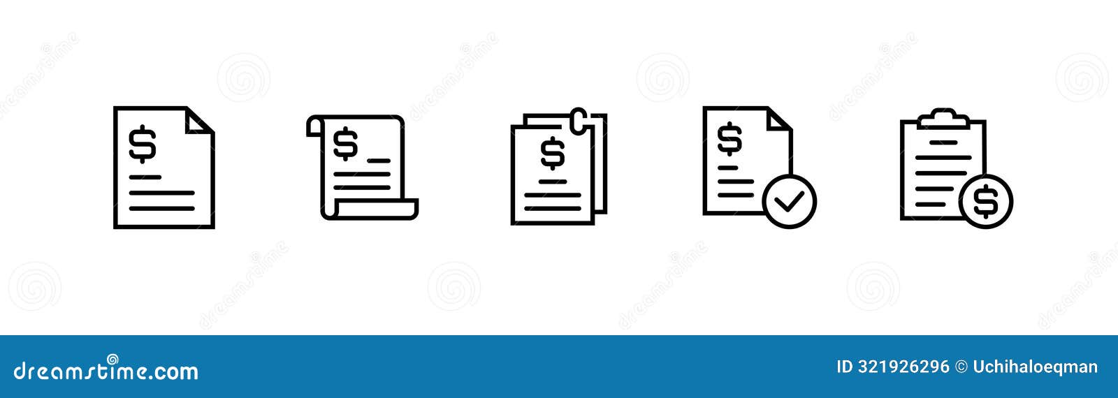 Set of Document Paper Payment Status Icon Collection Vector Outline ...