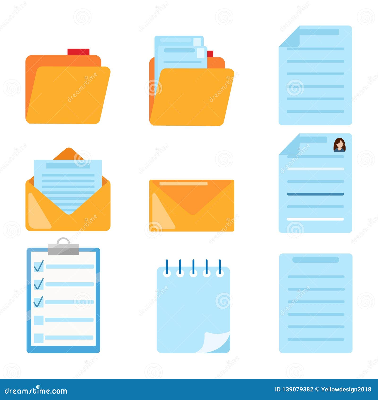 Set of Document Related Symbol. Flat Style Stock Vector - Illustration ...