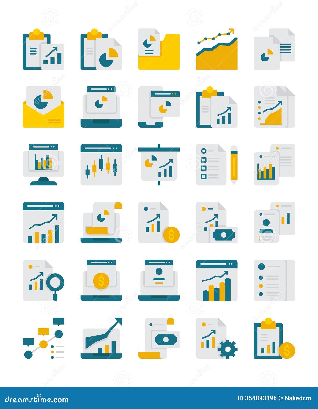 Set of Document Report Flat Icon Element Stock Illustration ...